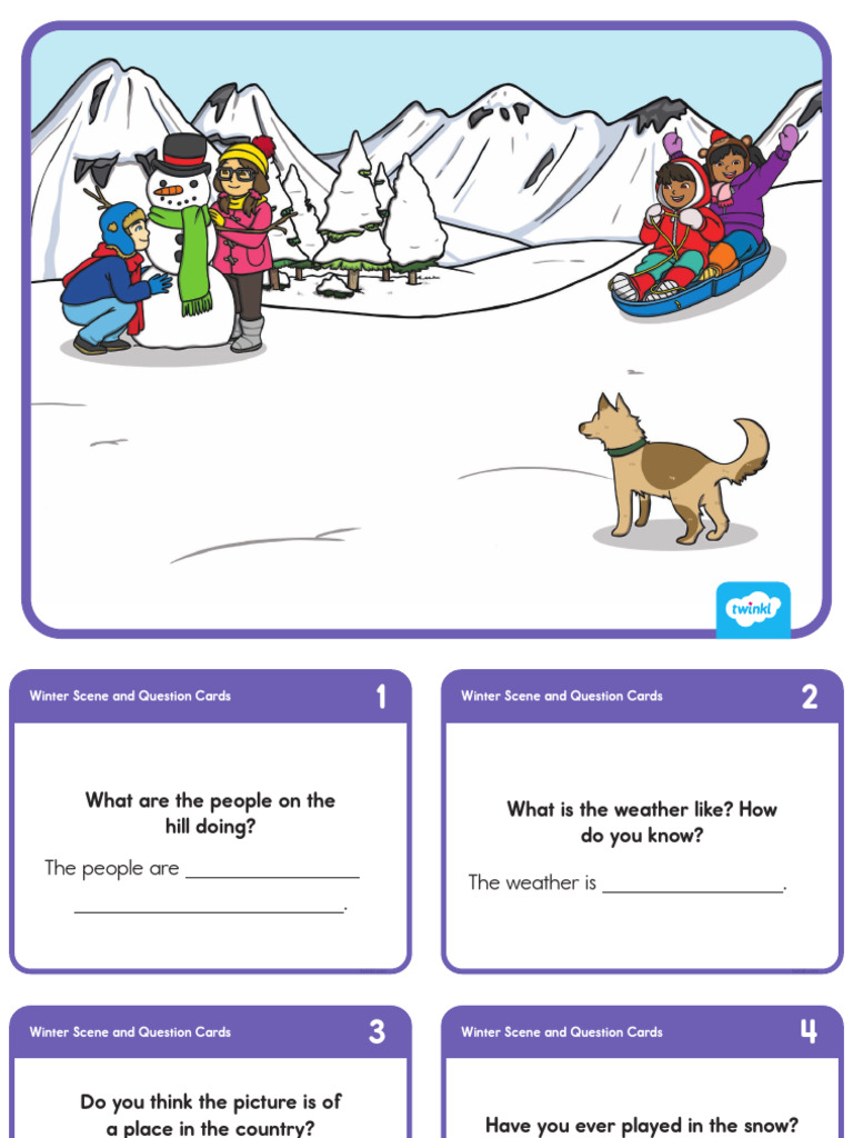 Color ELL Winter Scene and Picture Cards With Prompts-1 | PDF