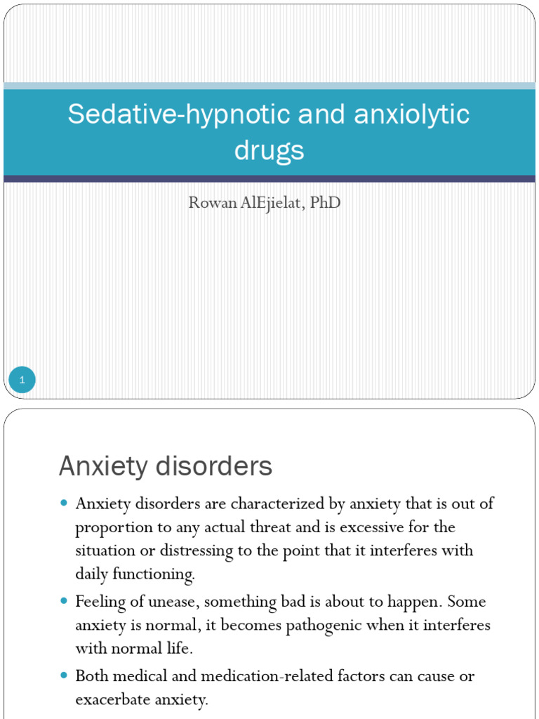 Lecture 10 Sedative-Hypnotic and Anxiolytic Drugs | PDF ...