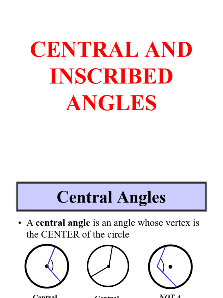 Central and Inscribed Angles 2024 | PDF