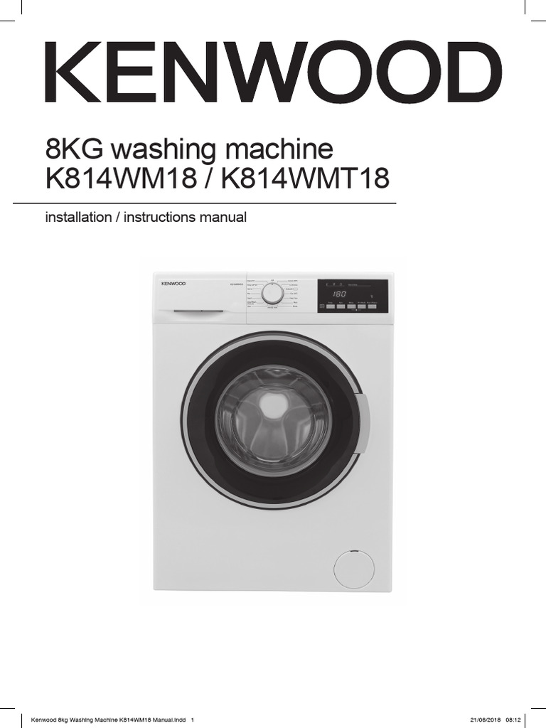 Kenwood 8kg Washing Machine K814WM18 Manual | PDF | Washing Machine ...