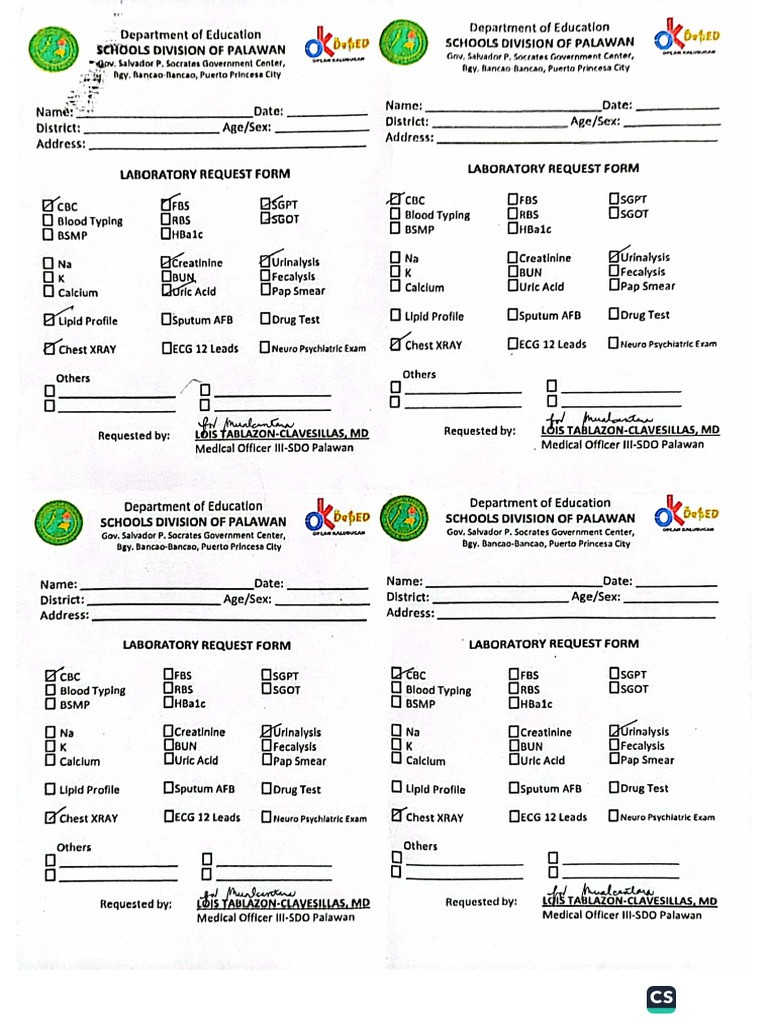 APE Laboratory Request Form | PDF