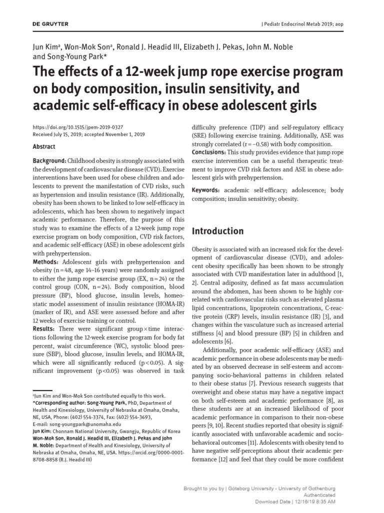 The Effects of A 12-Week Jump Rope Exercise Program | PDF | Blood ...