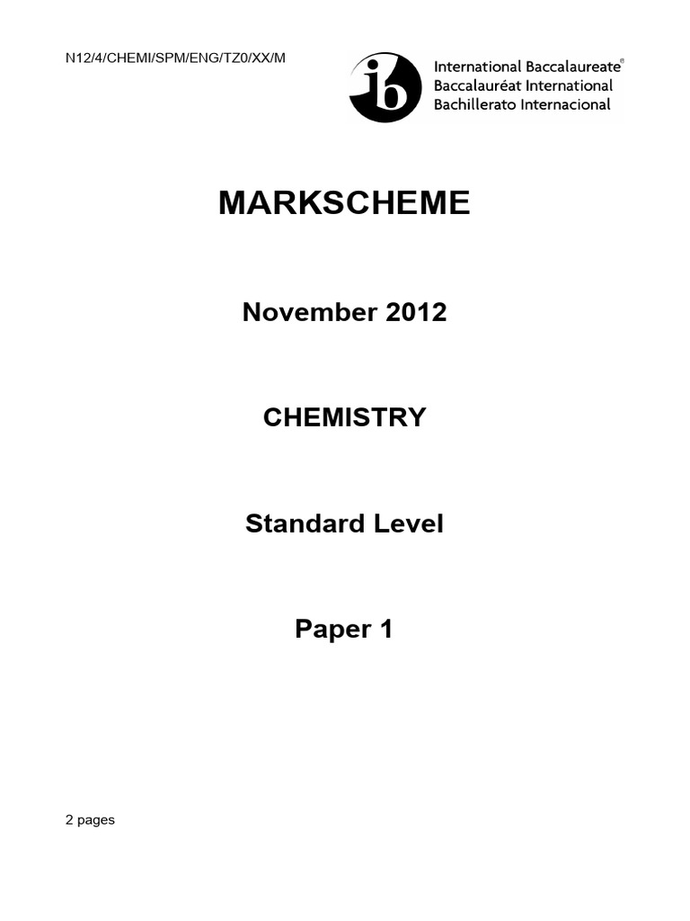 Chemistry Paper 1 SL Markscheme - Nov | PDF