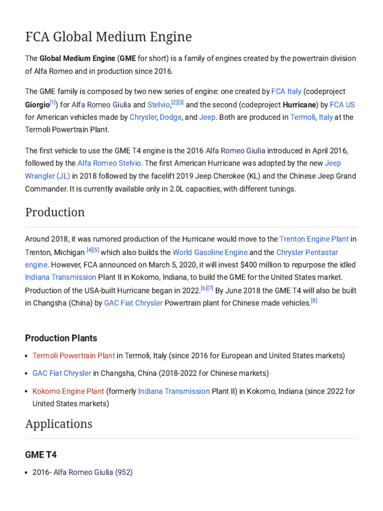FCA Global Medium Engine - Wikipedia. | PDF | Luxury Motor Vehicle ...