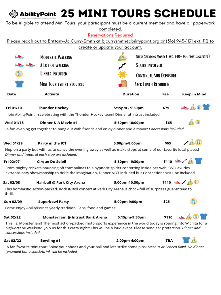 LIVE 2025 Mini Tours Schedule | PDF