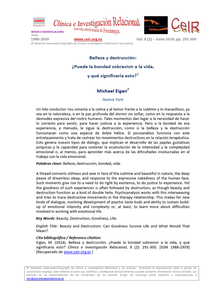1 - Michael Eigen - Belleza y Destruccion - CeIR - V8N2 | PDF ...