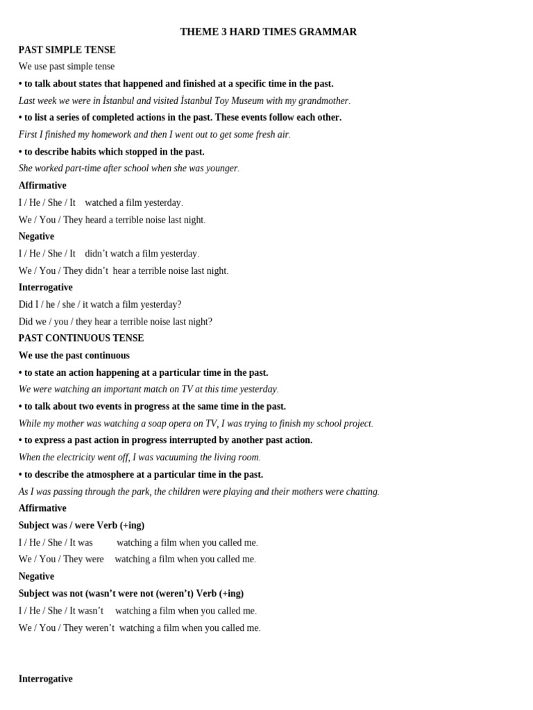 English Past Tenses Guide | PDF | Grammatical Tense | Linguistics