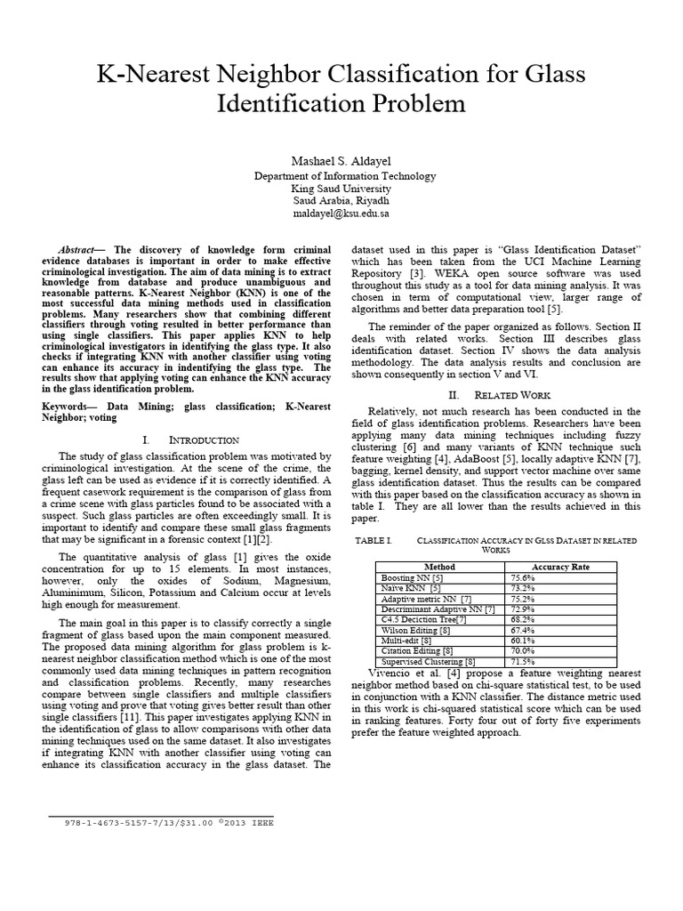 K Nearest Neighbor Classification For GL | PDF | Statistical Classification | Data Mining