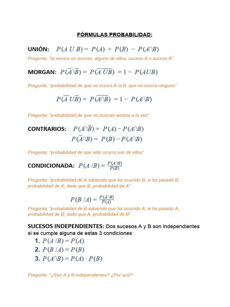 FORMULAS PROBABILIDAD (1) | PDF