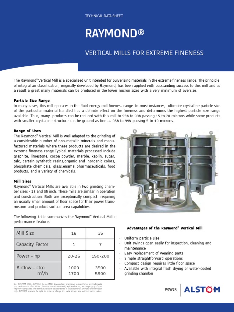 Raymond Vertical Mill Technical Datasheet | PDF | Mill (Grinding ...