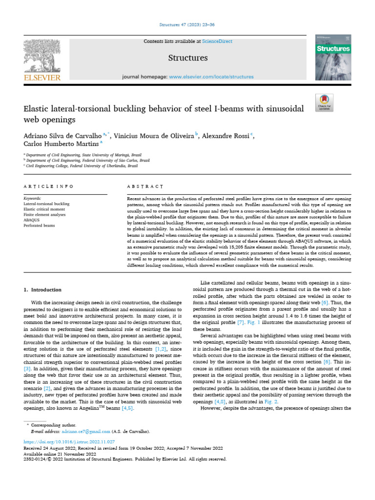 Elastic Lateral-Torsional Buckling Behavior of Steel I-Beams With ...