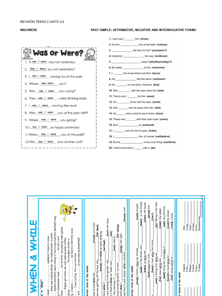 Revisión Teens 2 Units 3-4 | PDF