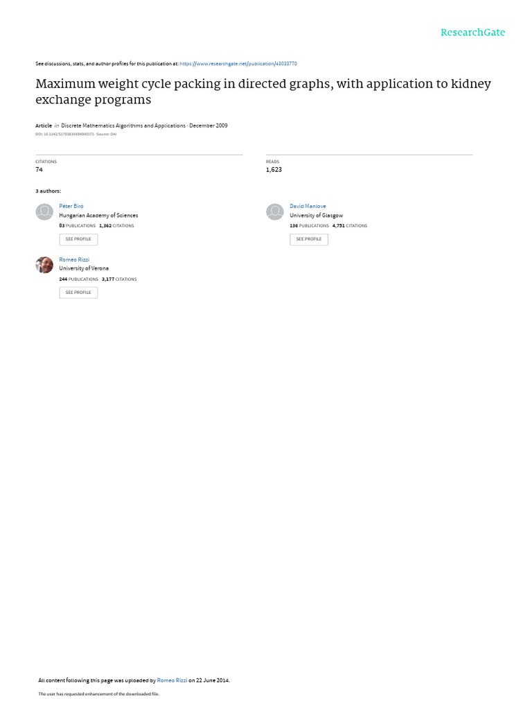 Maximum Weight Cycle Packing in Directed Graphs, With Application To ...