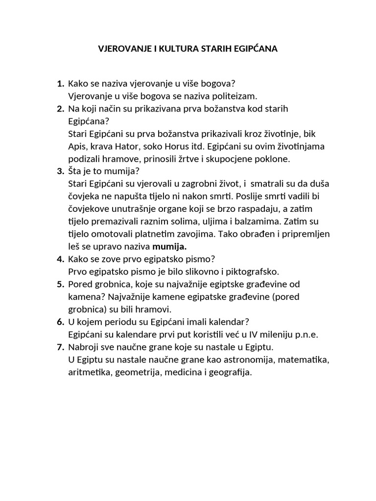 Vjerovanje I Kultura Starih Egipćana | PDF