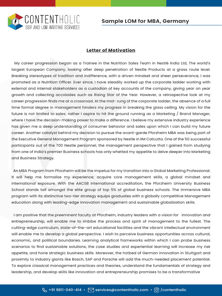 Sample-LOM-for-MBA-Germany | PDF | Business | Economies