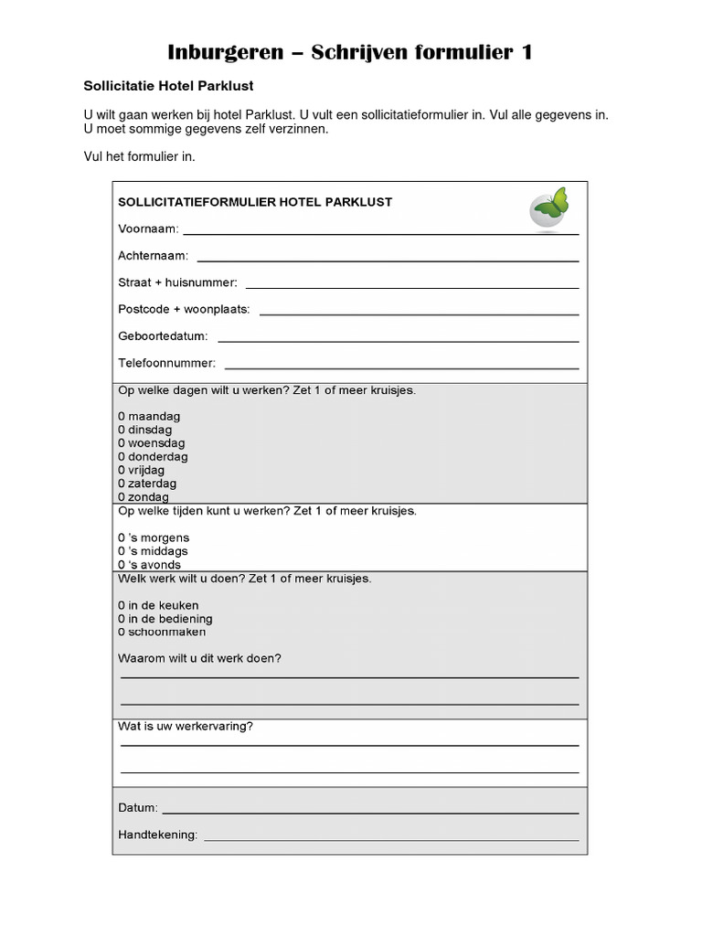 Extra - Schrijven Formulier 1 | PDF