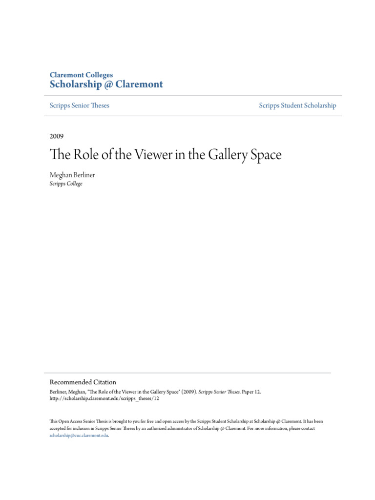 The Role of The Viewer in The Gallery Space | PDF | Installation Art