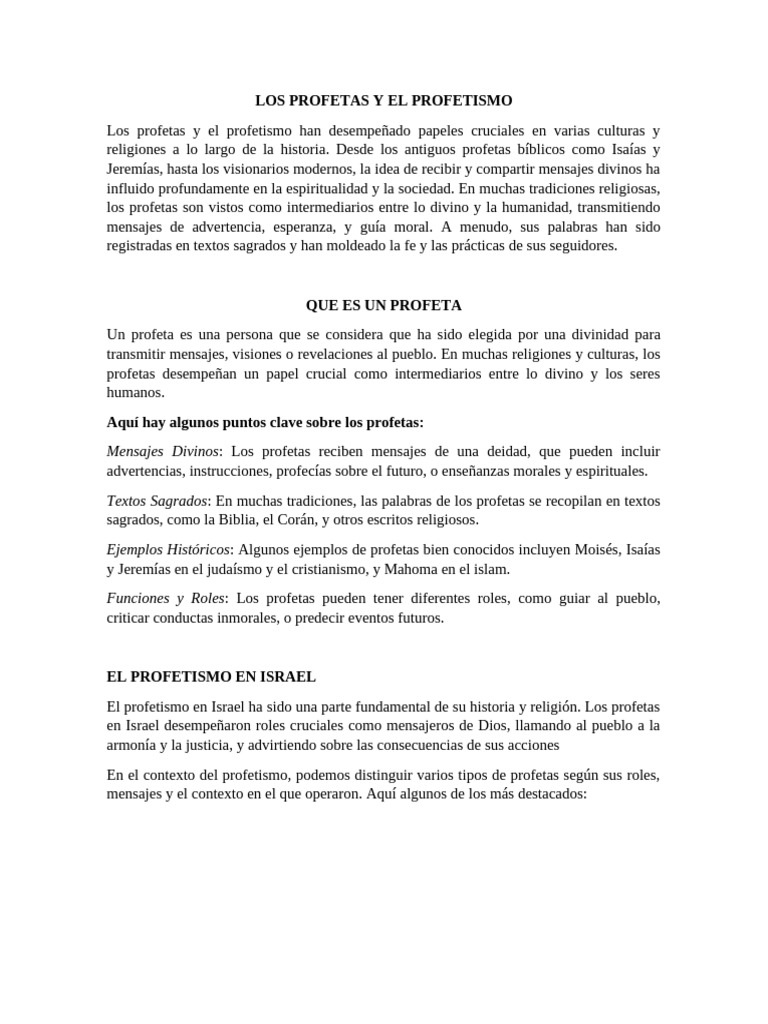Tipos de Profetas en la Biblia | PDF | Profeta | Profecía