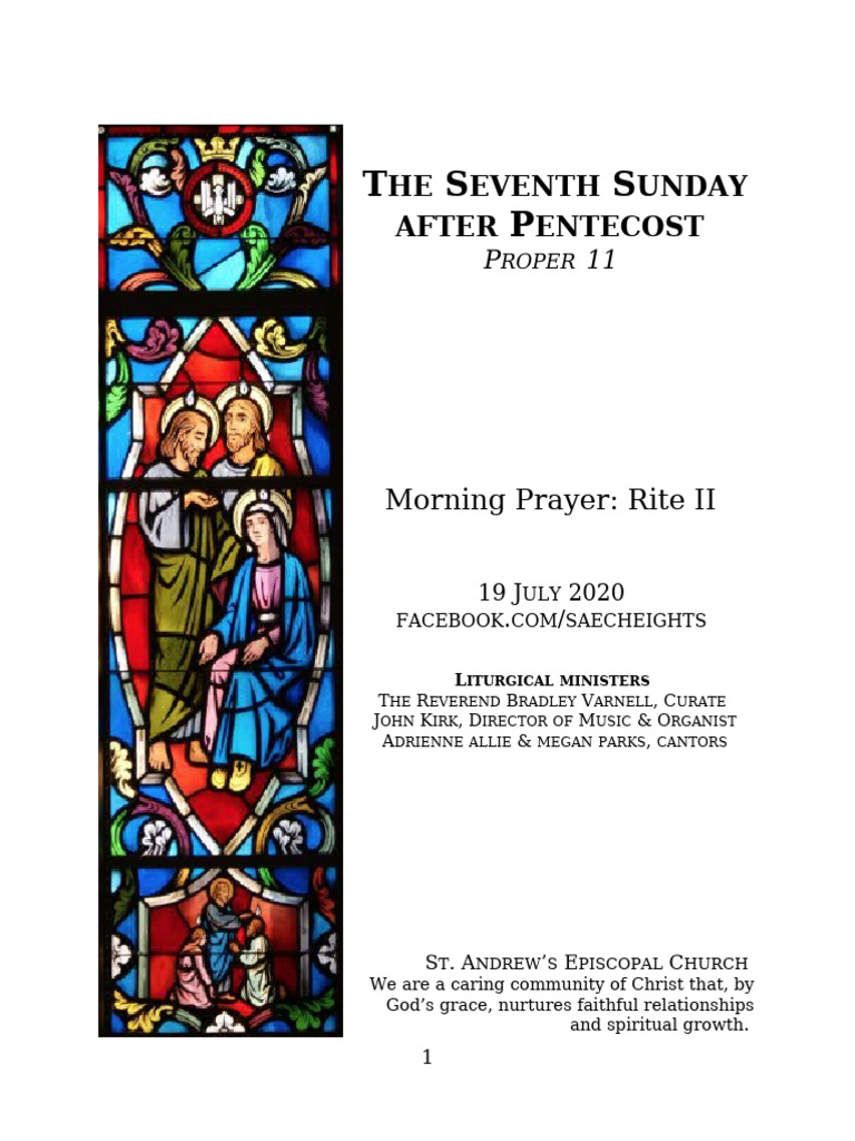 Morning Prayer for Proper 11 Service | PDF | Lord's Prayer | God The Father