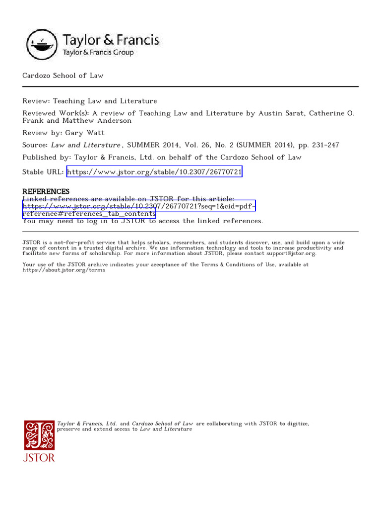Review of Teaching Law and Literature | PDF | Thought | License