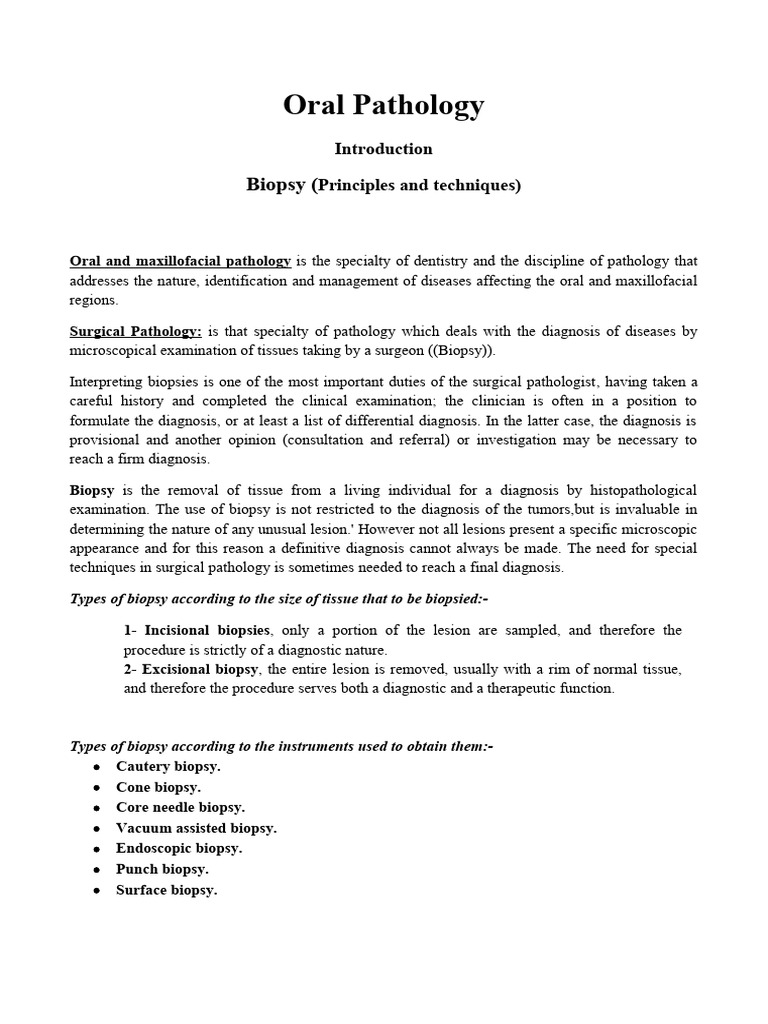 Understanding Oral Biopsy Techniques | PDF | Biopsy | Pathology