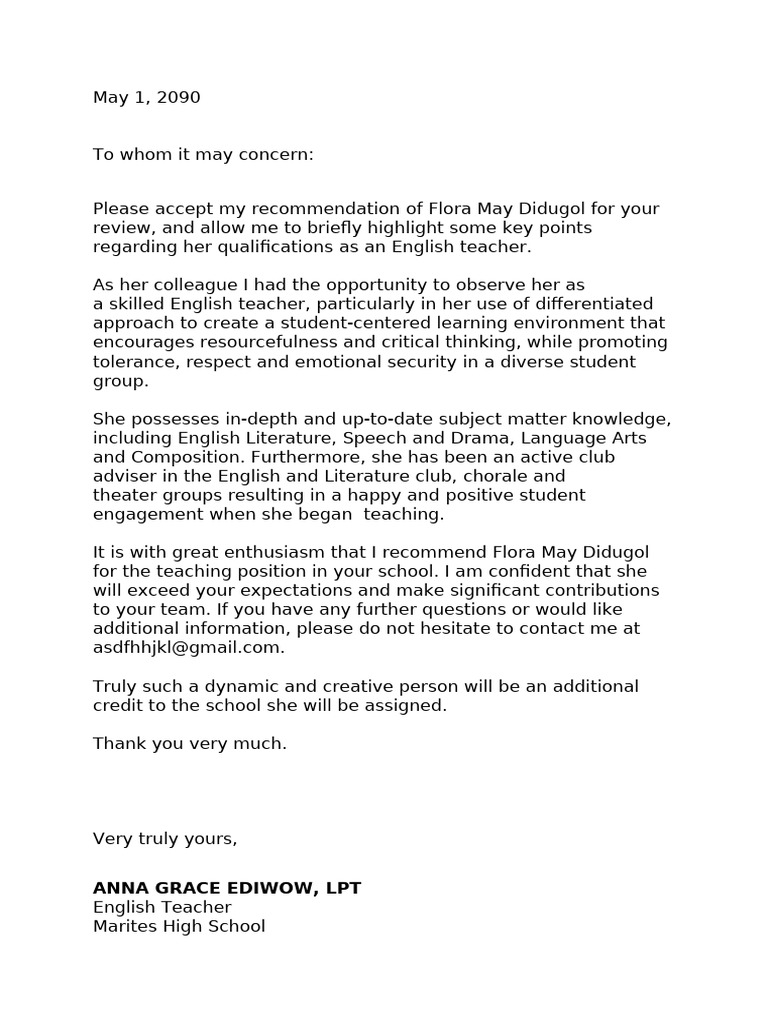 Recommendation Letter (Colleague) | PDF