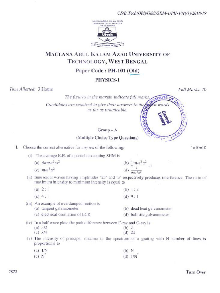 Physics old_PH101_2018 | PDF