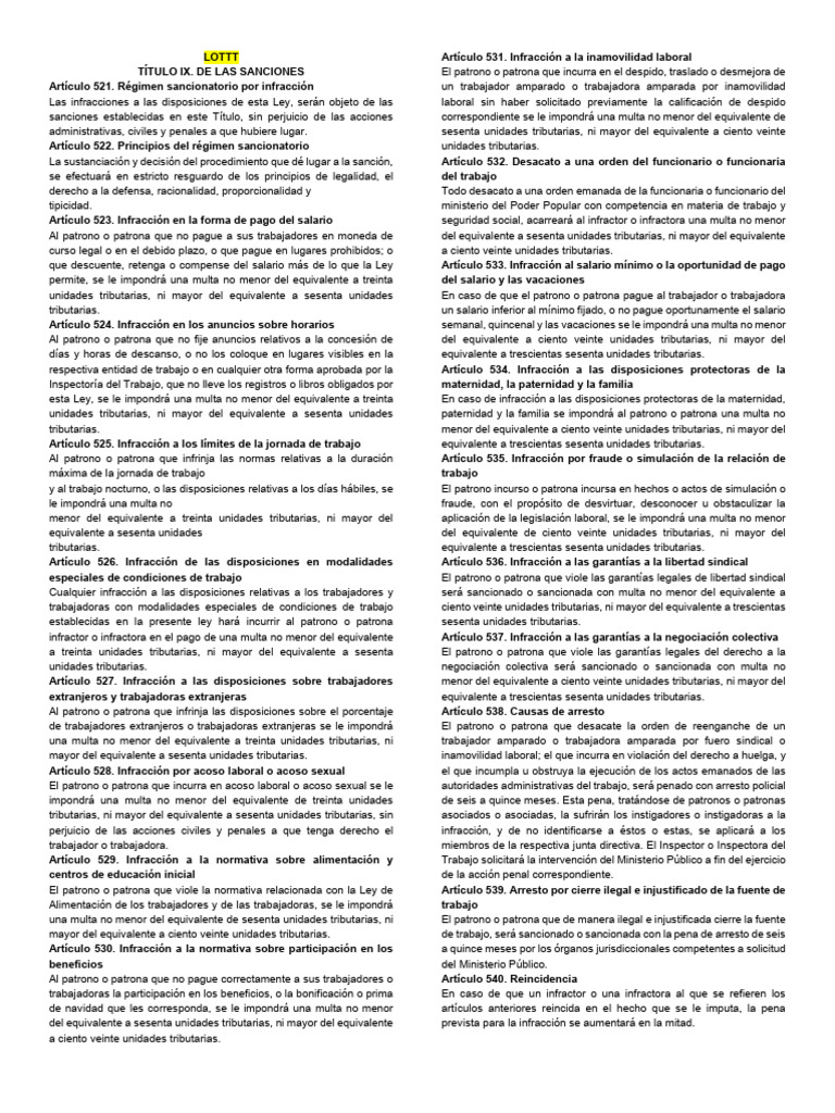Sanciones Relacion de Trabajo | PDF | Derecho laboral | Multa (pena)