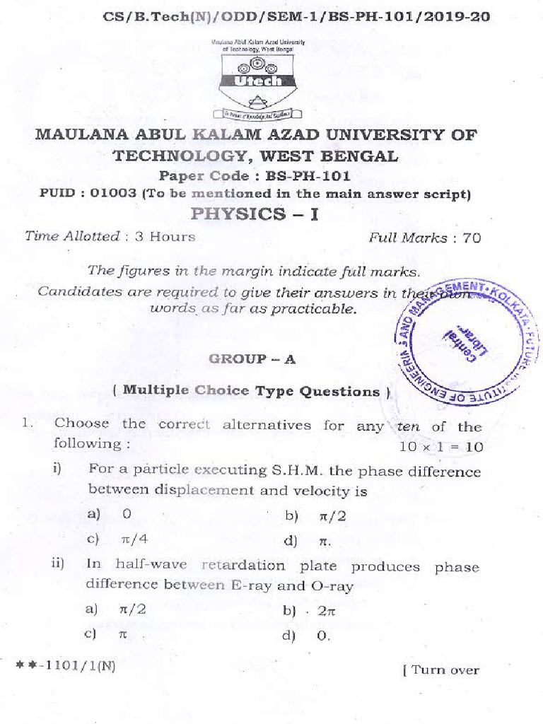 Physics_1_BS-PH 101_2019 | PDF