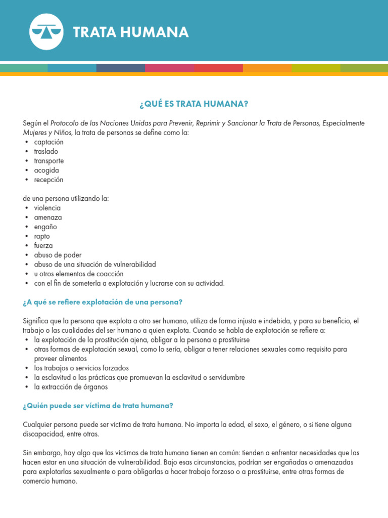 Guía sobre Trata Humana y Explotación | PDF | Trata de personas ...