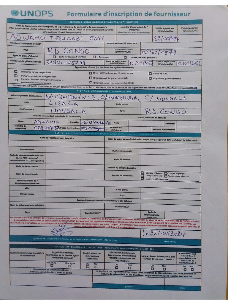 Formulaire D'inscription | PDF