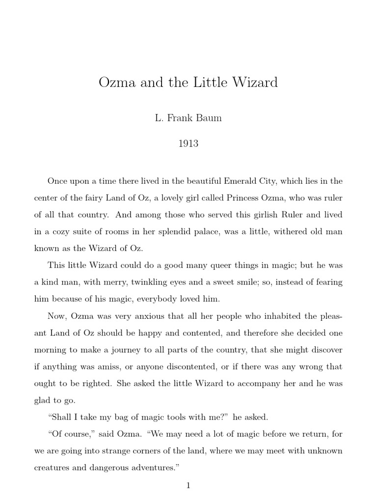 Ozma's Adventure with Mischievous Imps | PDF | Land Of Oz | Wizard Of ...