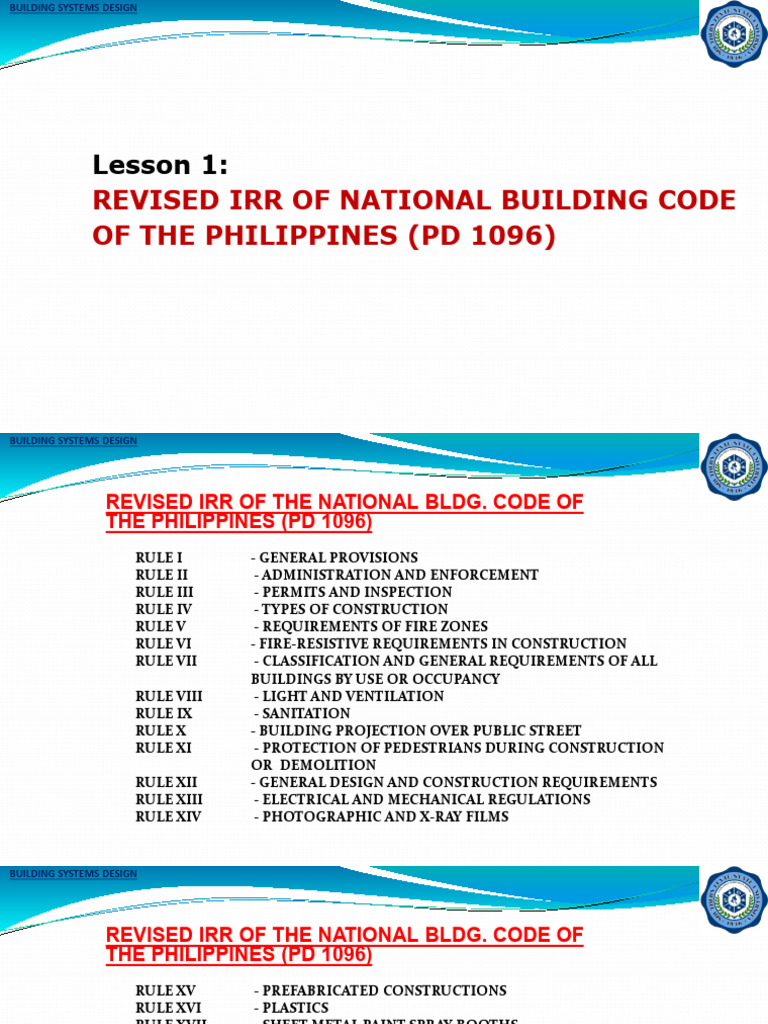 01 Module 1 PD 1096 National Bldg. Code | PDF | Building Code ...