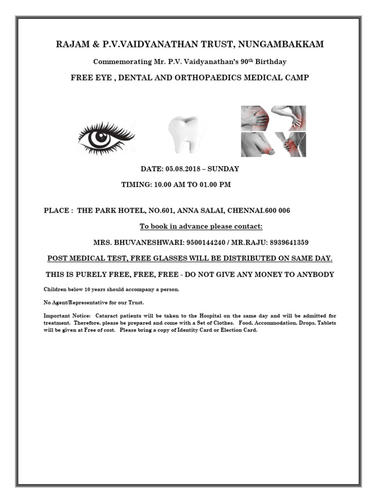 Rajam & P.V.Vaid Rajam & P.V.Vaidyanathan Trust, Nungambakkam, Nungambakkam | PDF