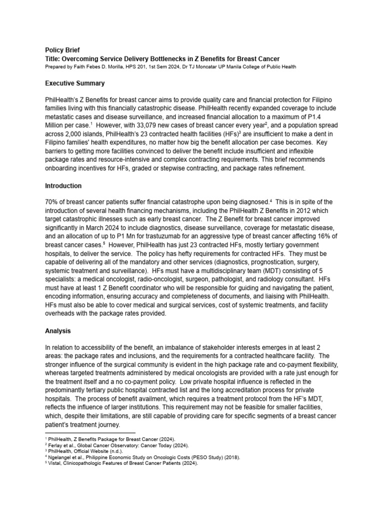 POLICY BRIEF Overcoming Service Delivery Bottlenecks in Z Benefits For ...