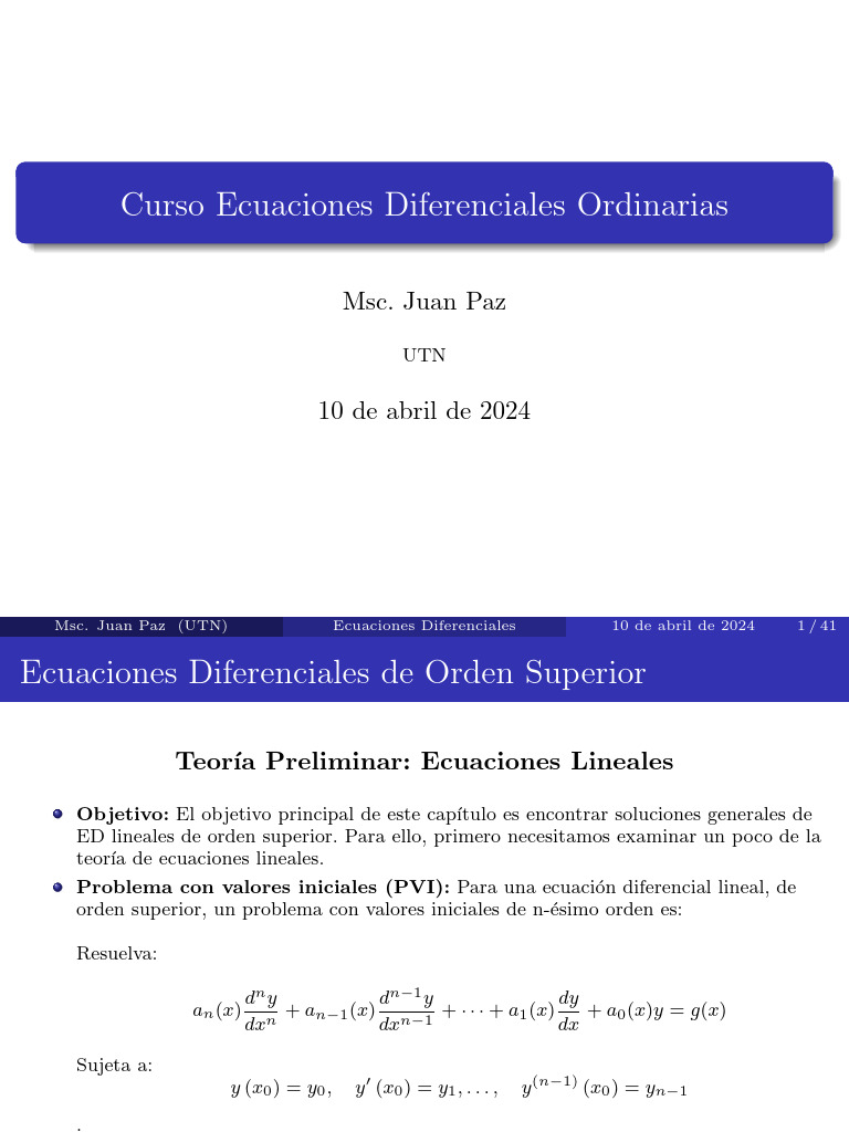 Clase_2_EDOs | PDF | Ecuaciones | Ecuación diferencial ordinaria
