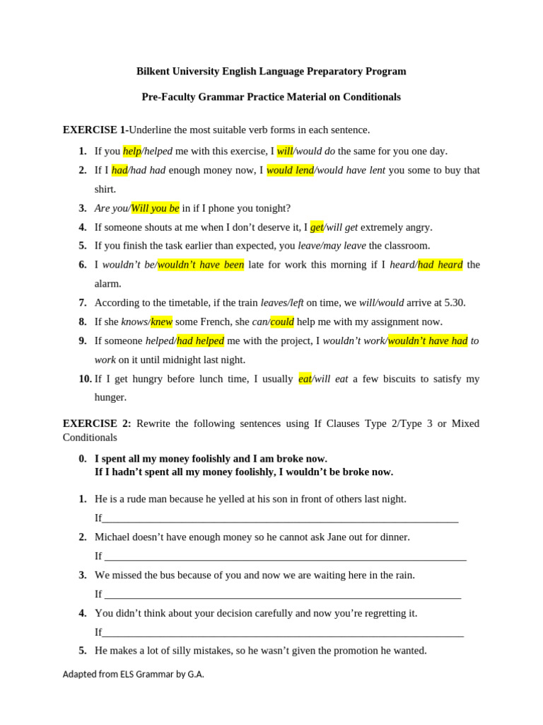 ALL CONDITIONALS REVISION | PDF