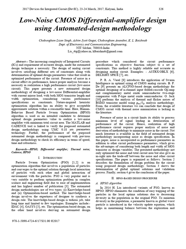 Low-Noise CMOS Differential-Amplifier Design Using Automated-Design Methodology | PDF | Mosfet ...