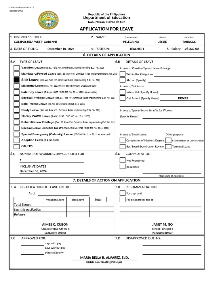 New Format Leave Form | PDF | Parental Leave | Surgery