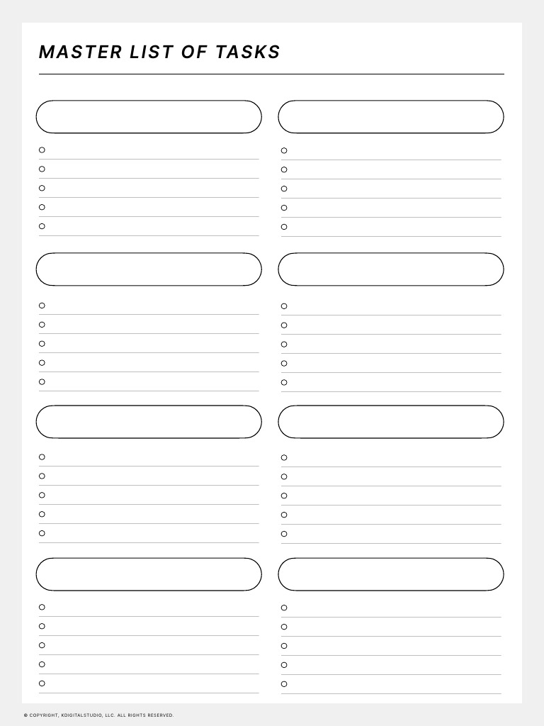 Master Task List for Efficient Planning | PDF