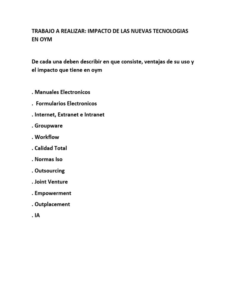Impacto Nuevas Tecnolog en Oym | PDF