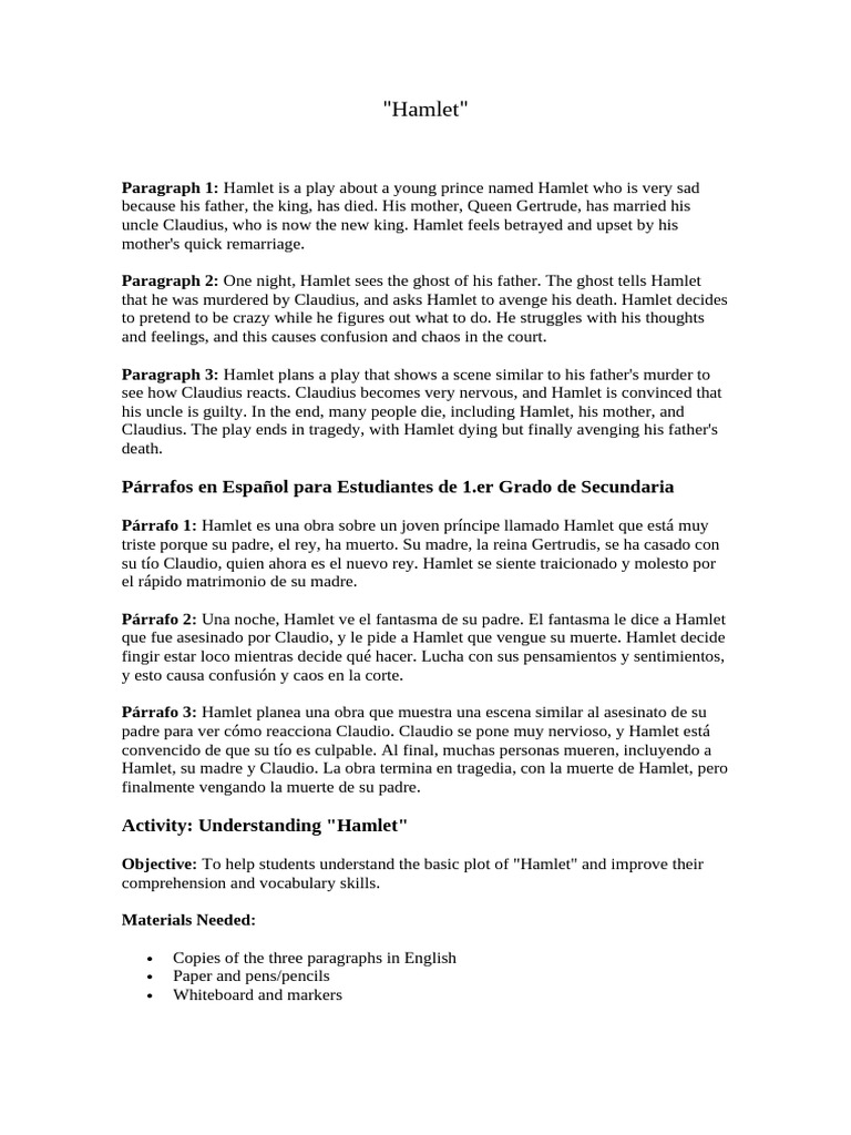 Hamlet | PDF | Hamlet | Reading Comprehension
