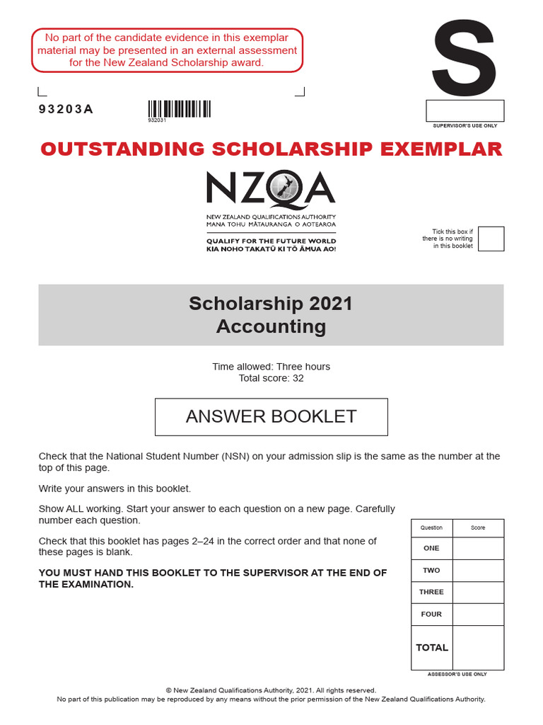 2021 New Zealand Accounting Scholarship Exam | PDF | Critical Thinking ...