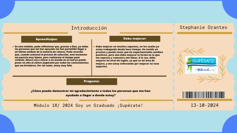 Ticket - Stephanie Orantes - 3V - Semana 1 | PDF