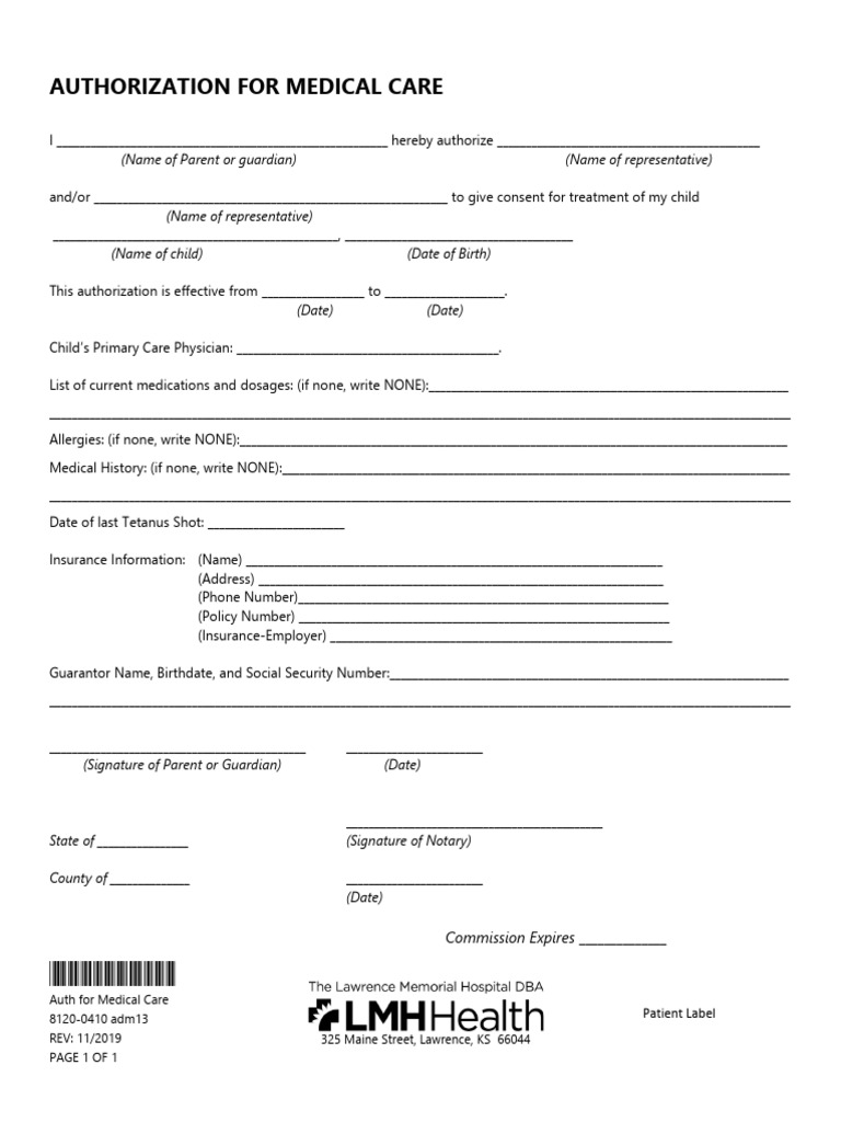 Child Treatment Form | PDF | Medical Specialties | Practice Of Medicine