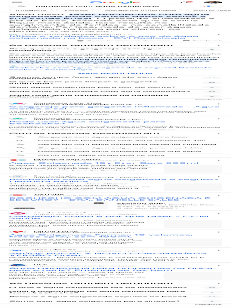 Gargarejo Com Agua Oxigenada - Pesquisa Google | PDF | Boca | Odontologia