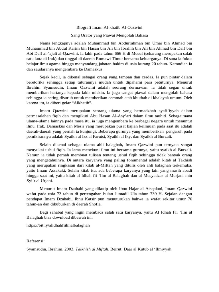 Biografi Khatib Al Qazwini | PDF
