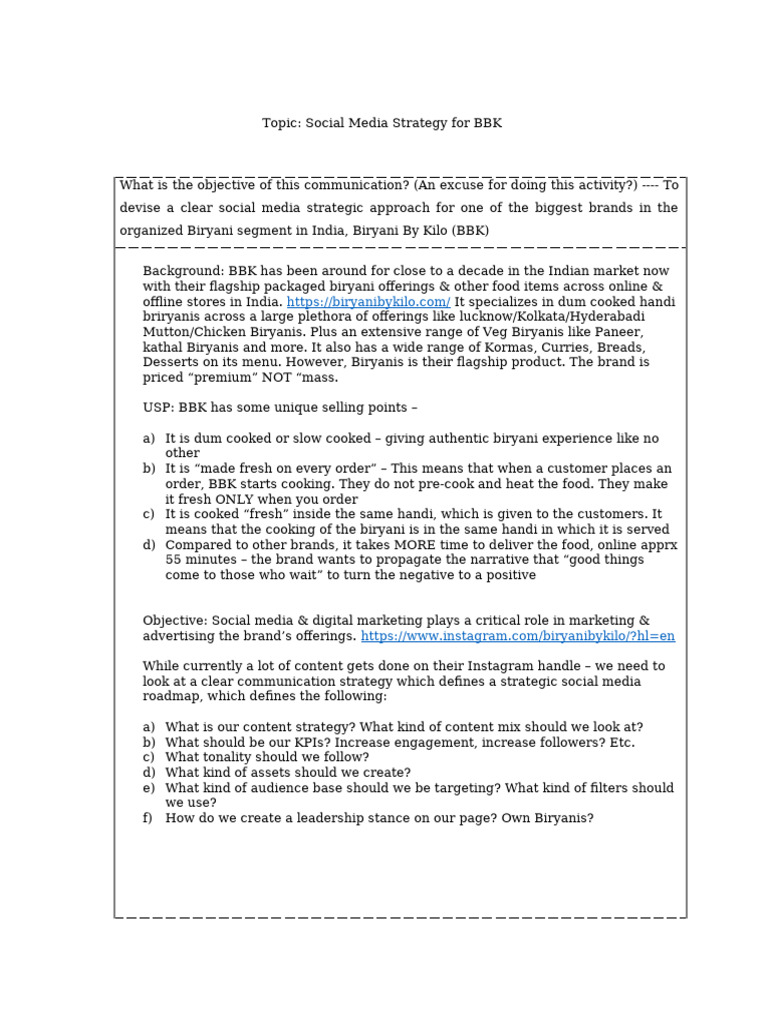 Bbk Social Strategy Brief 17th Aug 2024 Bei Confluence 1 | PDF ...