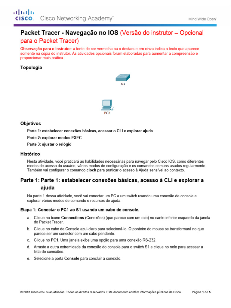 2.1.4.6 Packet Tracer - Navigating The IOS - ILM | PDF | iOS | Janela (informática)