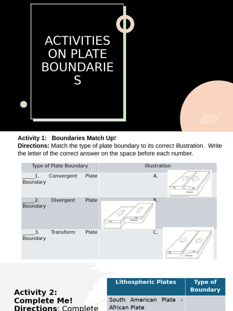 Plate Boundary Activities and Definitions | PDF